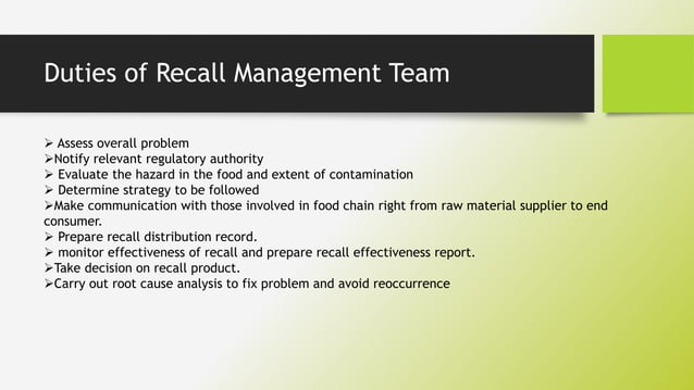 Guidelines on food recall | PPTX