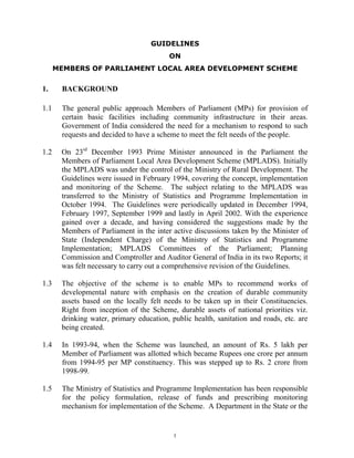 Guidelines on member of parliament local aread development scheme | PDF