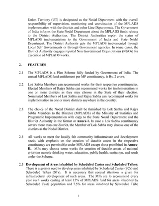 Guidelines on member of parliament local aread development scheme | PDF