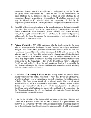 Guidelines on member of parliament local aread development scheme | PDF