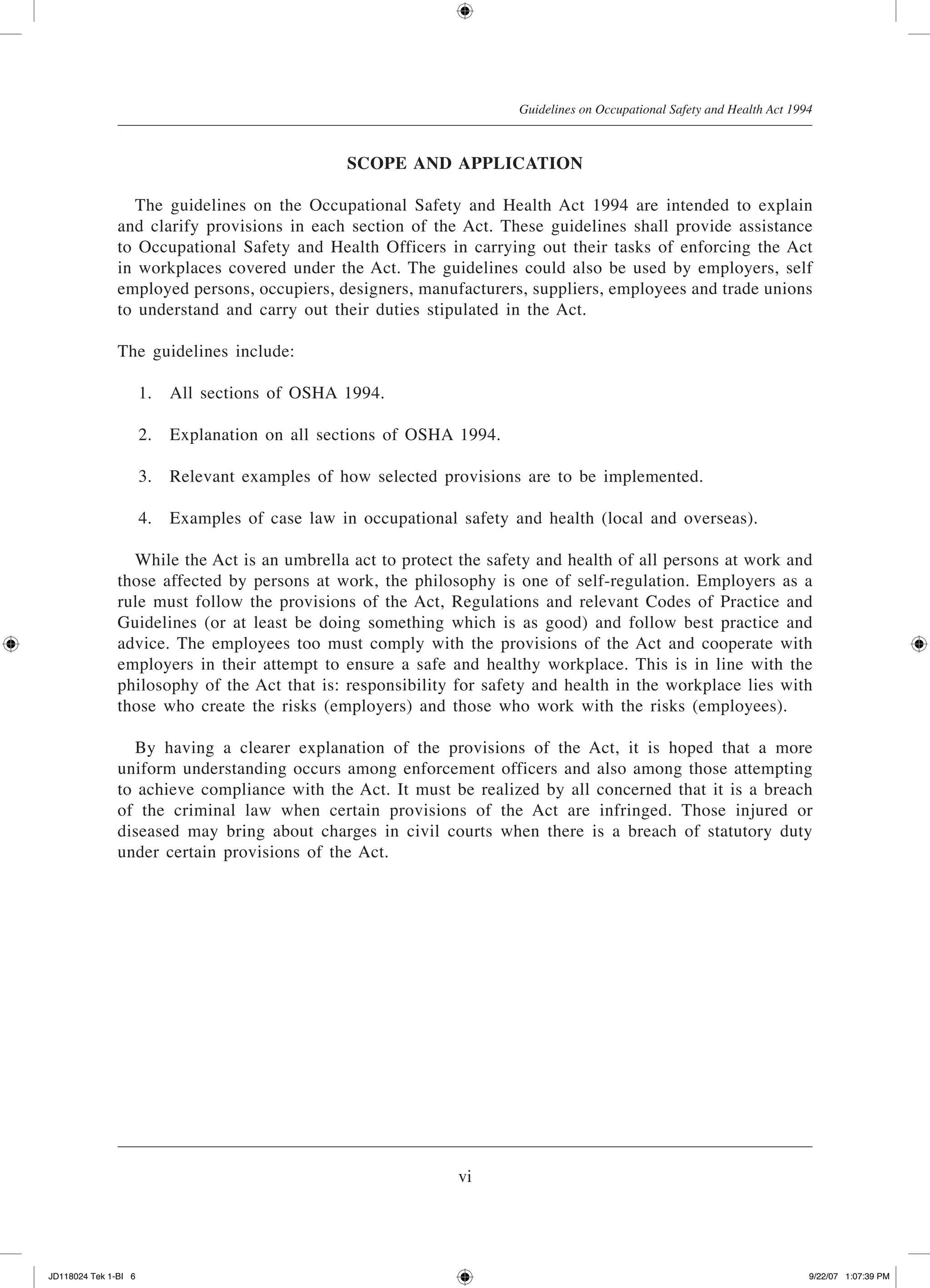 Guidelines on occupational safety and health act 1994 | PDF