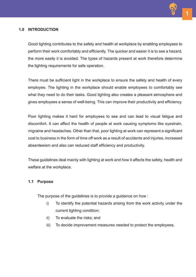 Guidelines on osh for lighting at workplace.pdf versi bi | PDF | Eye ...