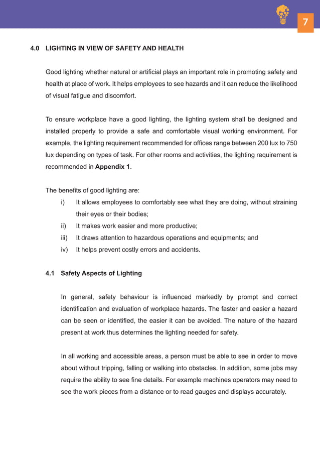 Guidelines on osh for lighting at workplace.pdf versi bi | PDF | Eye ...