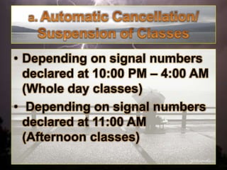 Guidelines on the suspension of classes when typhoons | PPTX