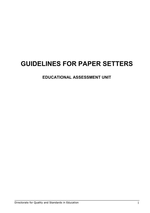 guidelines paper setters for people llllll | PDF | Standardized Testing ...