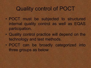 Guidelines regarding point of care testing | PPTX