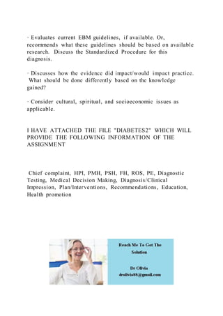 GuidelinesSelect a Diabetic patient that you have encounte | PDF