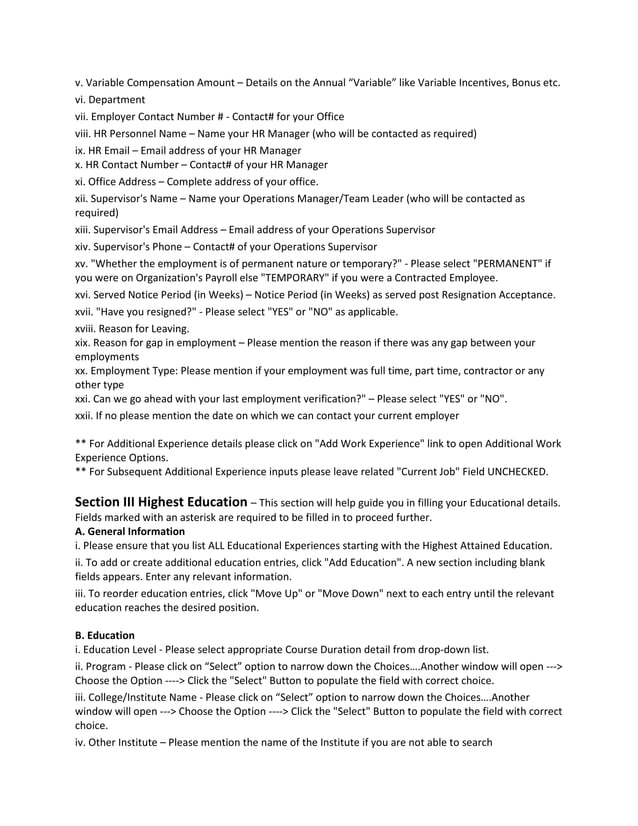 Guidelines to fill genpact onboarding application | PDF | Resume ...