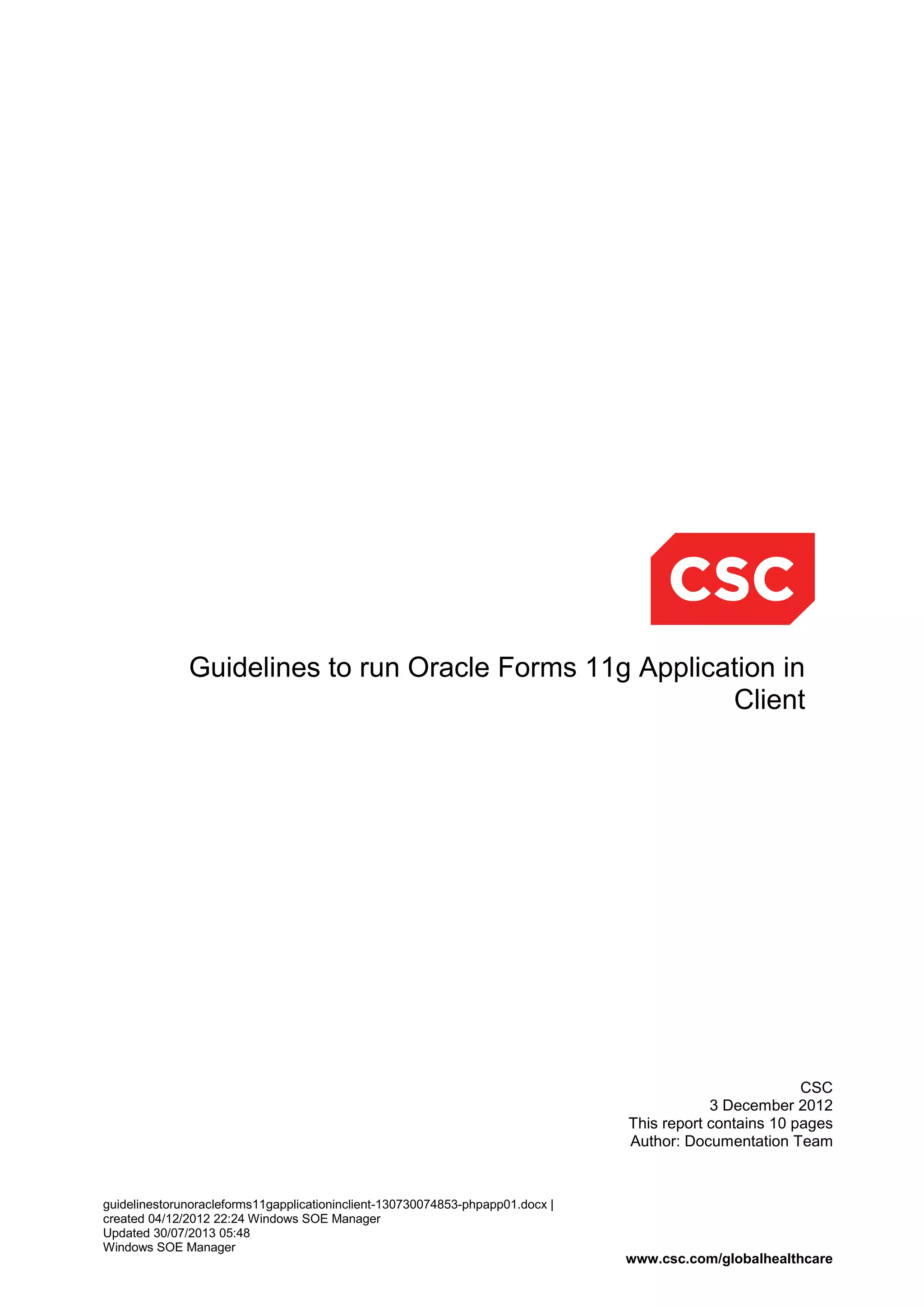 Guidelines to run oracle forms 11g application in client | PDF Guidelines to run oracle forms 11g application in client | PDF