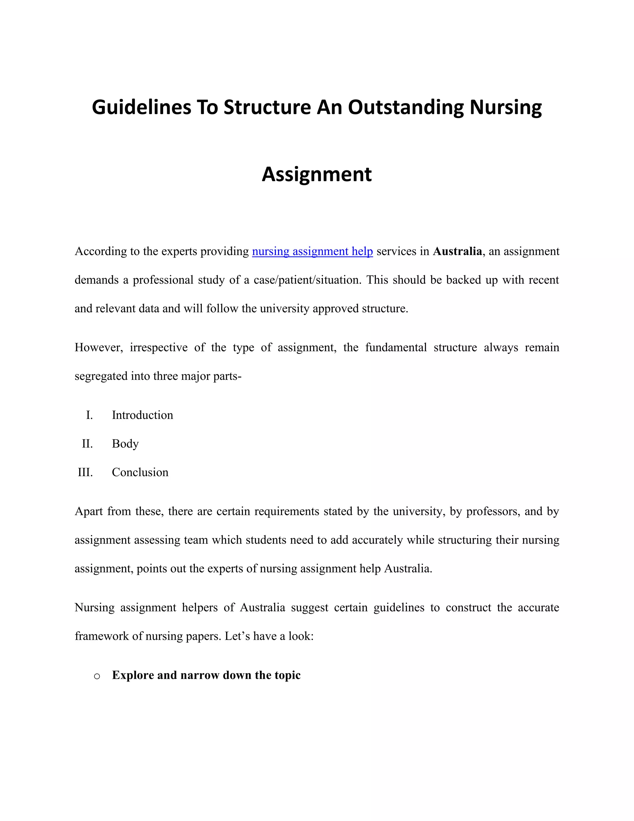Guidelines to structure an outstanding nursing assignment | PDF