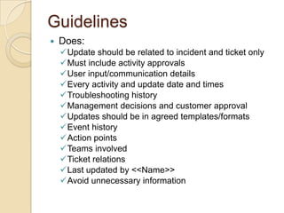 ITSM- Process-Guidelines to update a ticket | PPTX | Email | Internet