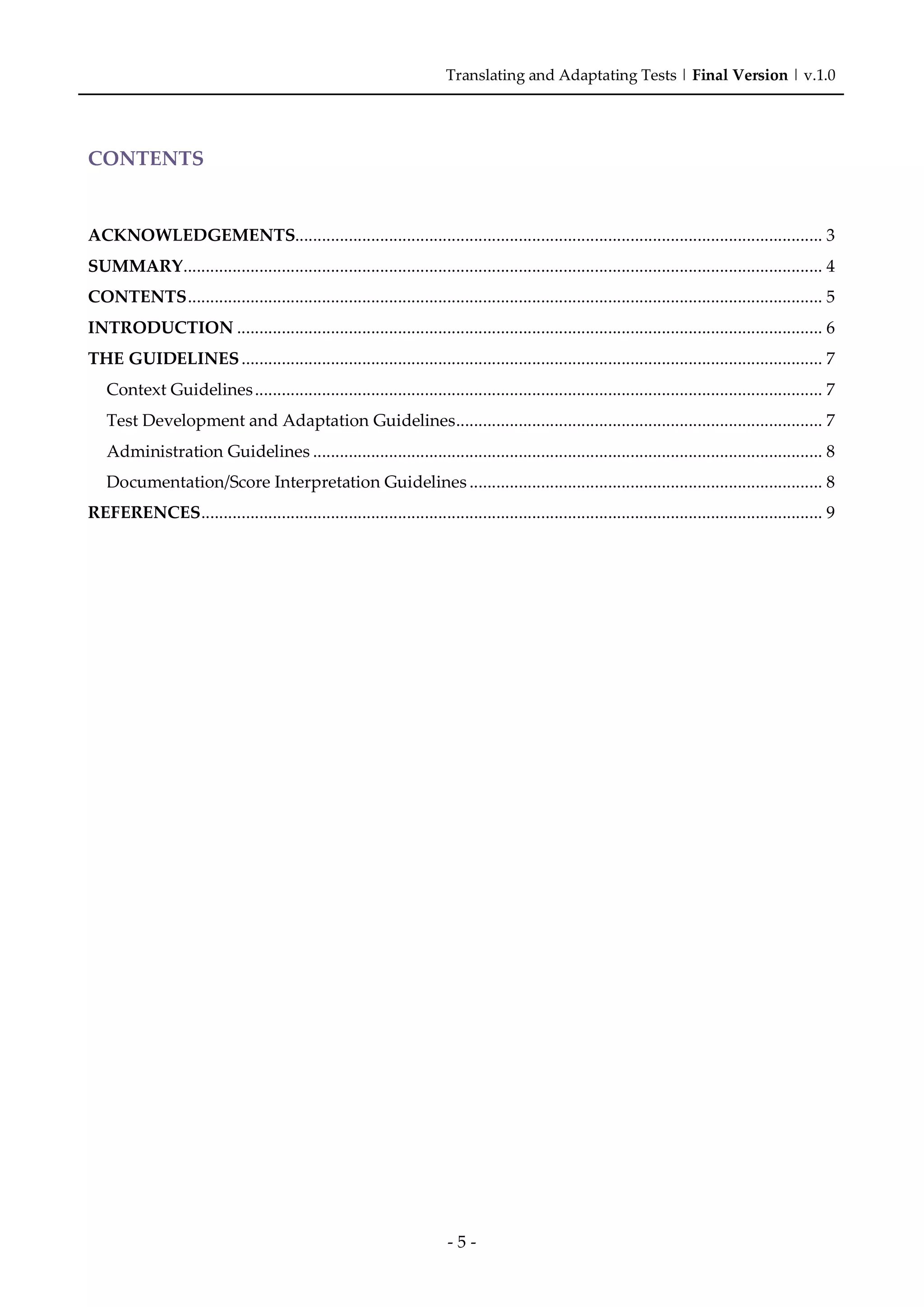 Guideline test adaptation | PDF