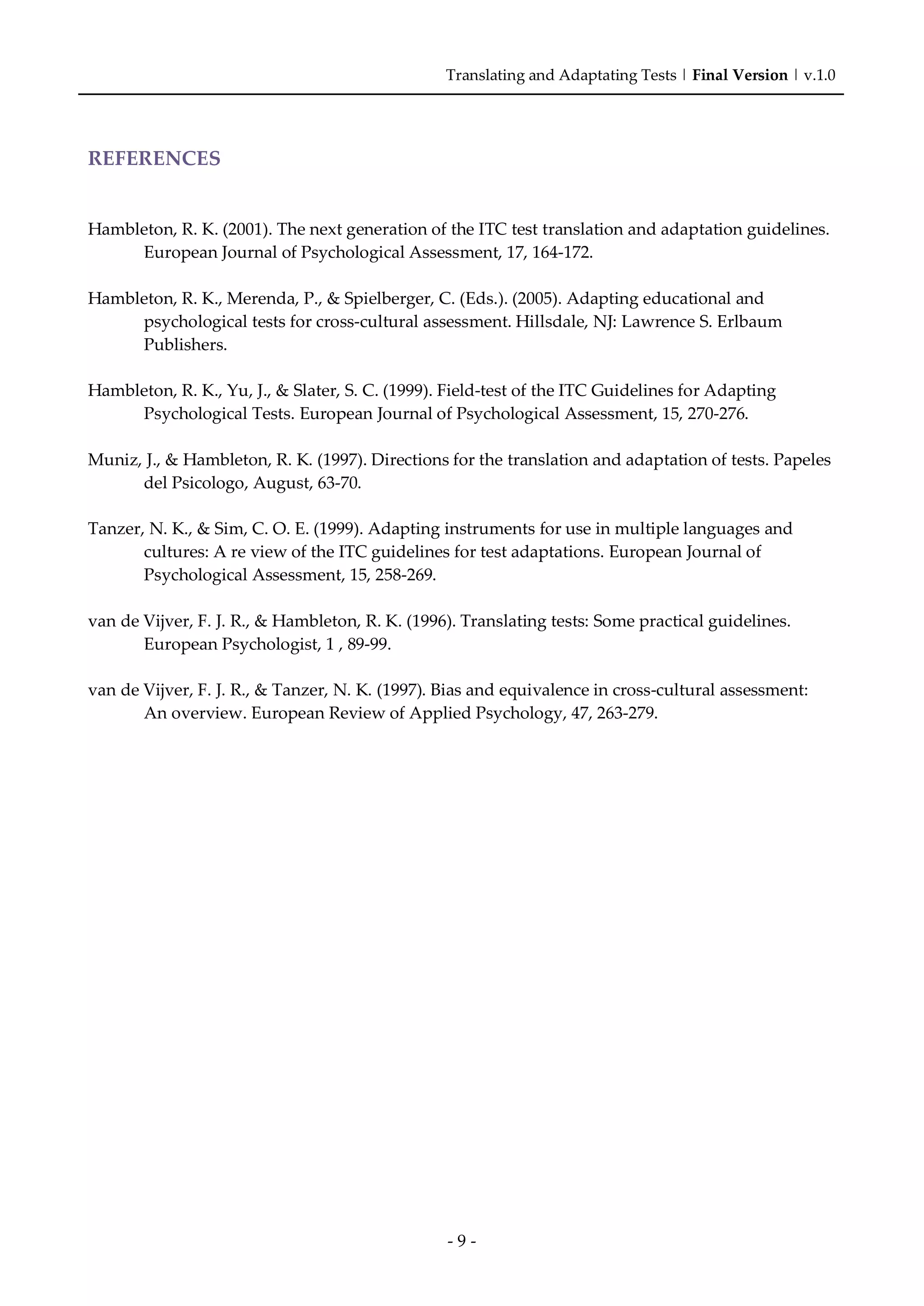 Guideline test adaptation | PDF