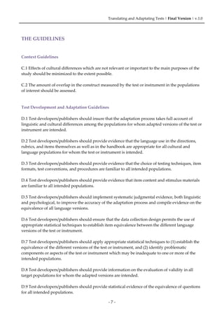 Guideline test adaptation | PDF