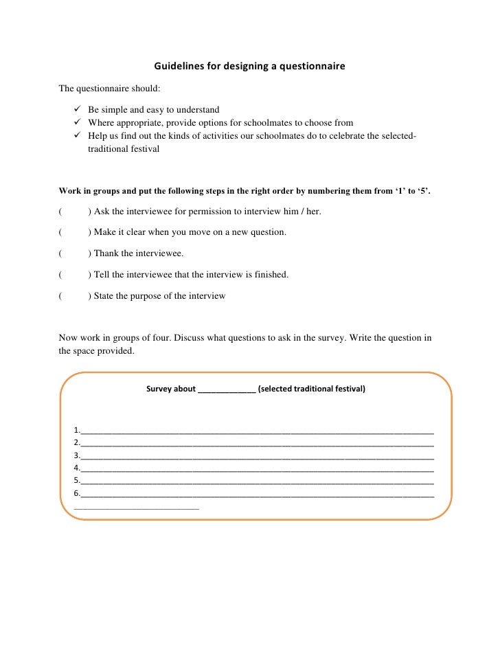 Guidenes for designing a questionnaire