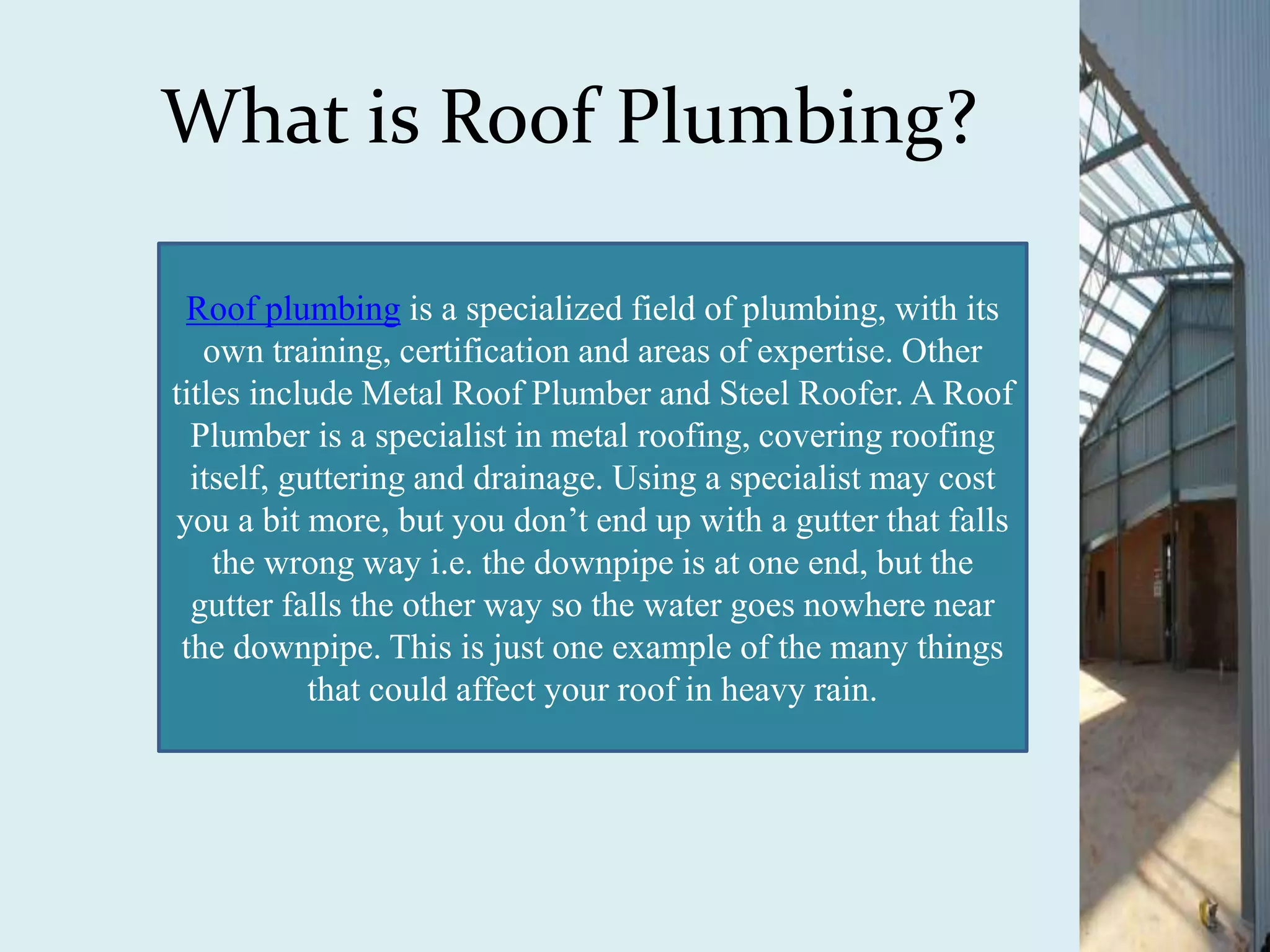 Guide Of Roof Plumbing | PPT