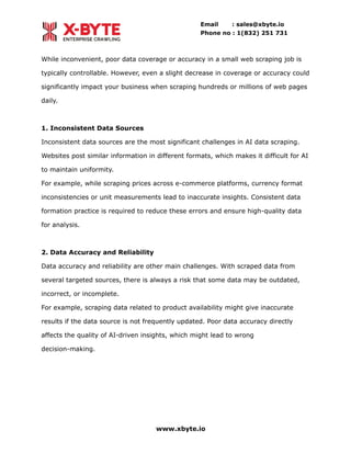 Guide on AI Data Scraping: Data Quality Ethics and Challenges | PDF