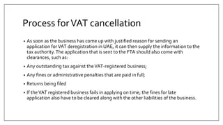 Guide on deregistering or cancelling vat registration in UAE | PPTX