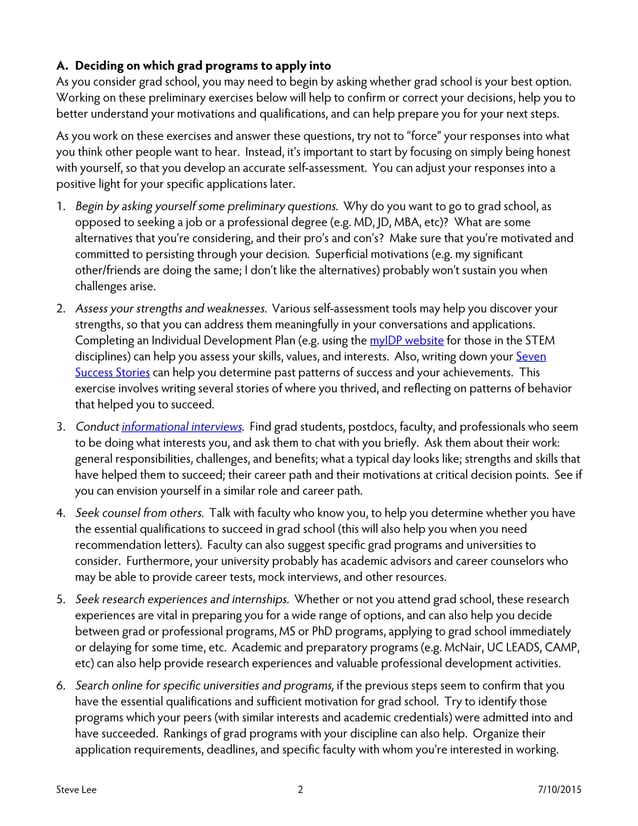 Guide on Getting into Grad School 2015-07 | PDF