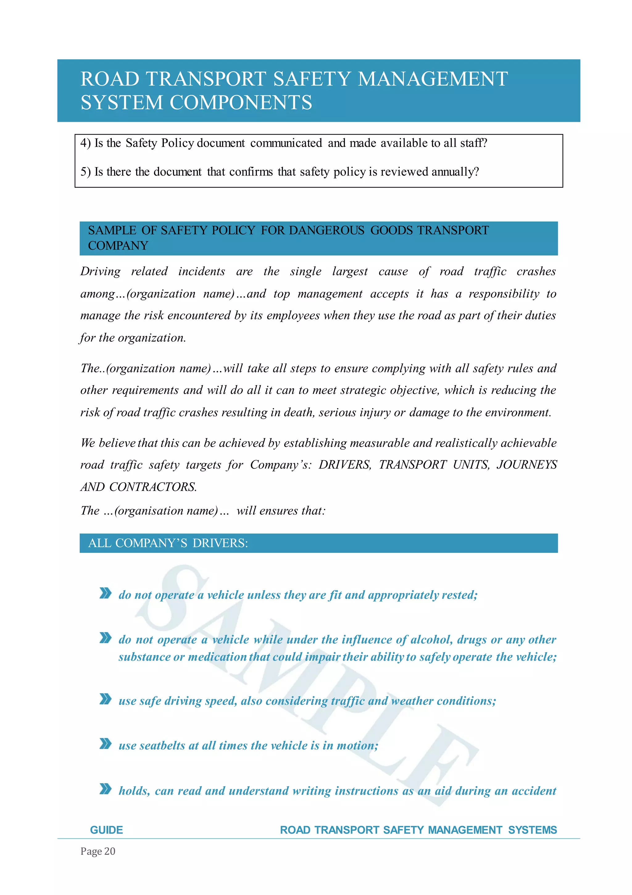 Road transport safety managemet system | PDF
