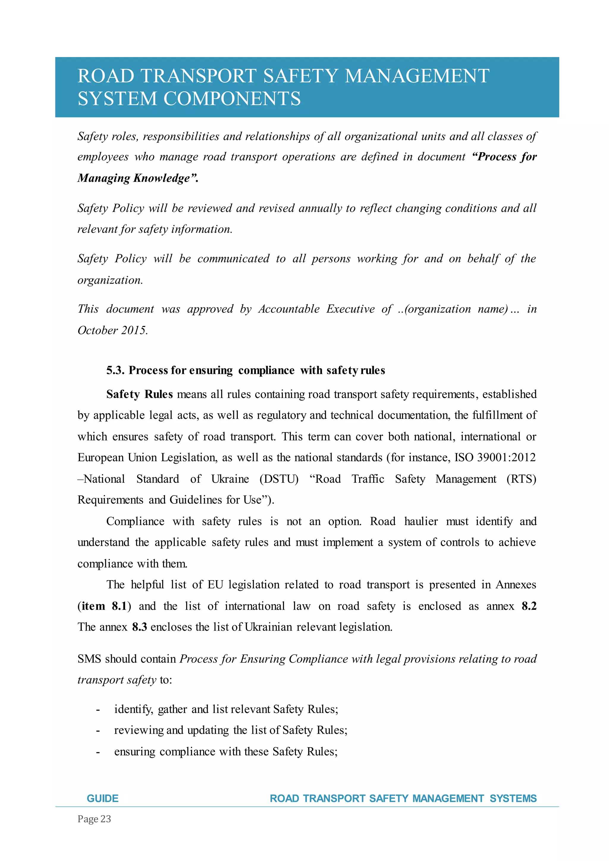 Road transport safety managemet system | PDF