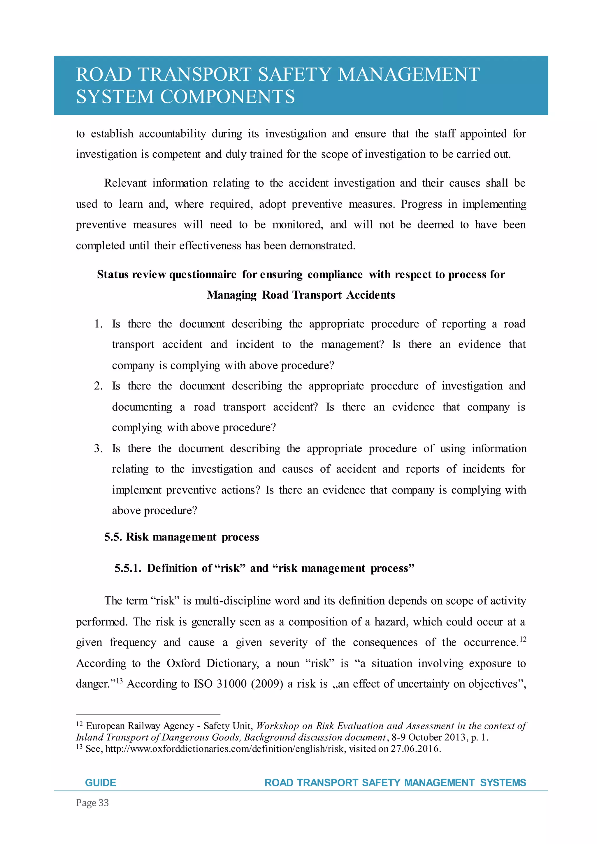 Road transport safety managemet system | PDF