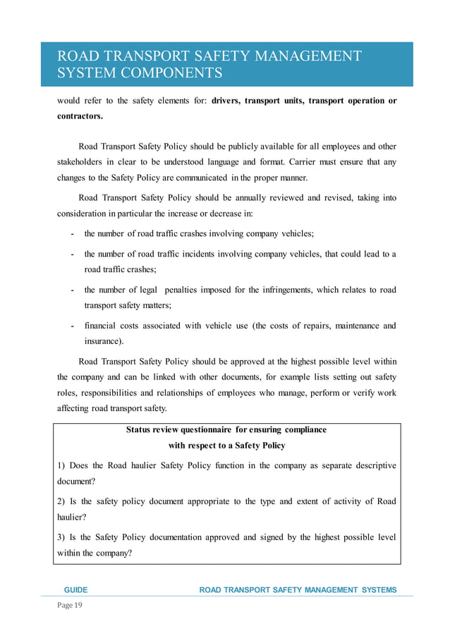 Road transport safety managemet system | PDF
