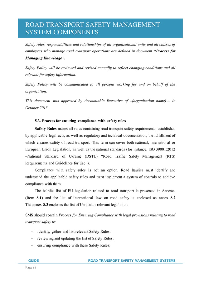Road transport safety managemet system | PDF