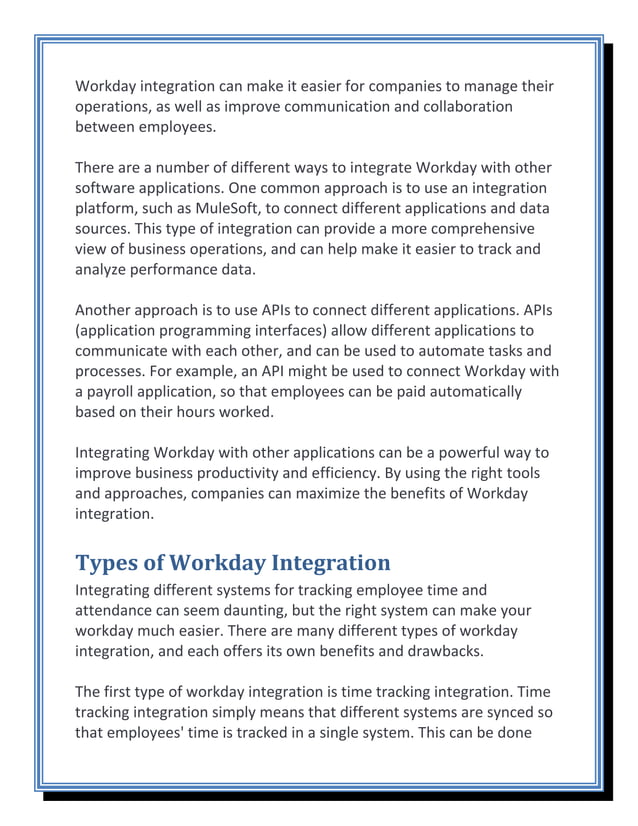 Guide on Workday Integration | PDF