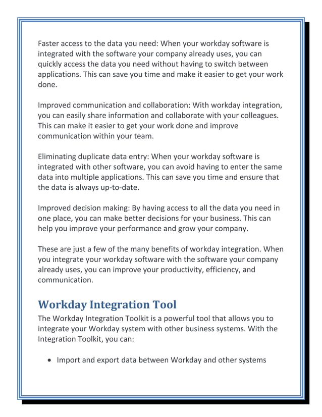 Guide on Workday Integration | PDF