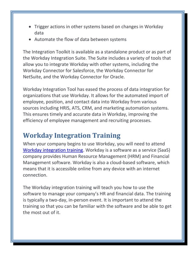 Guide on Workday Integration | PDF