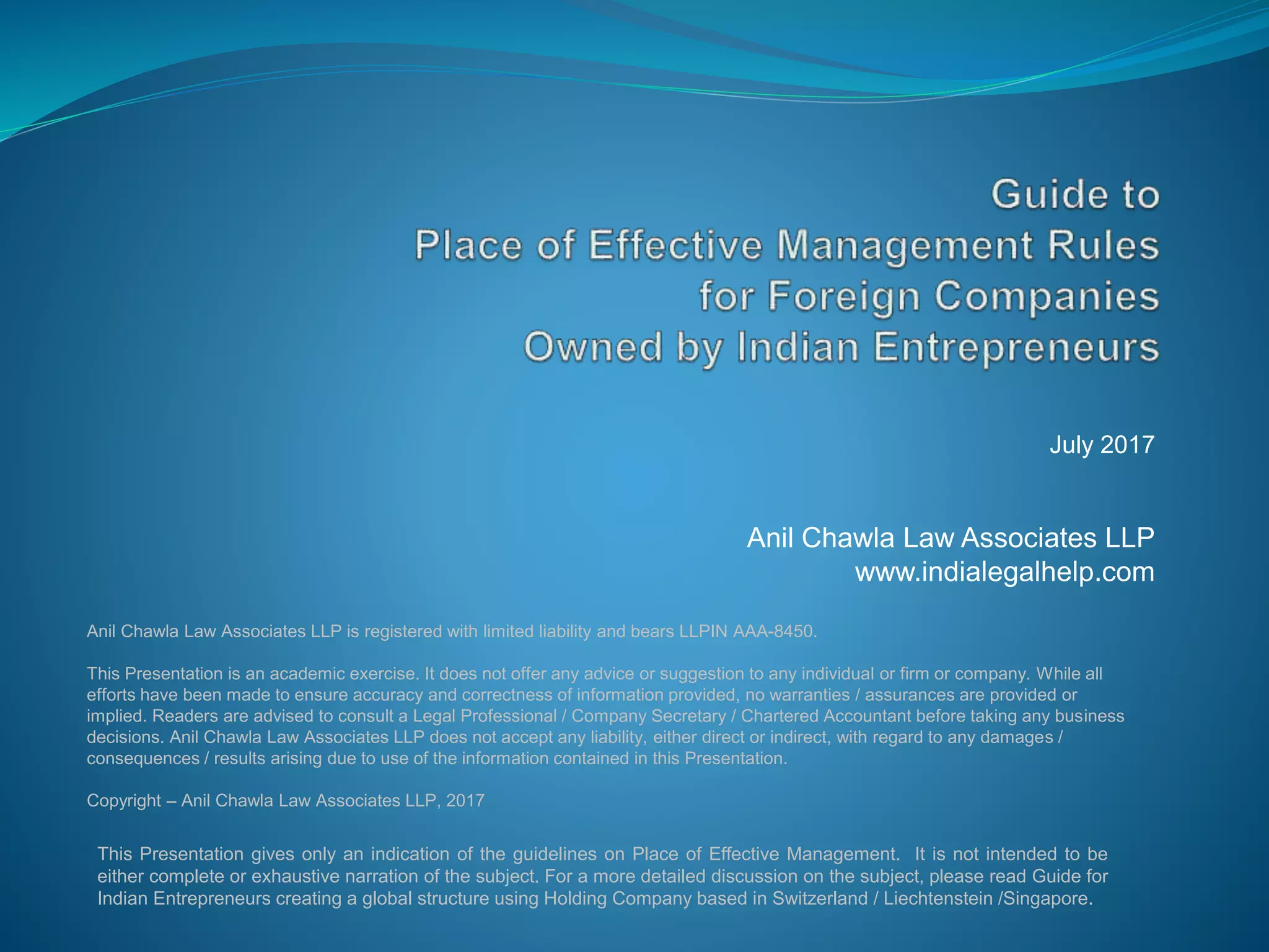 Guide to Place of Effective Management Rules for Foreign Companies ...