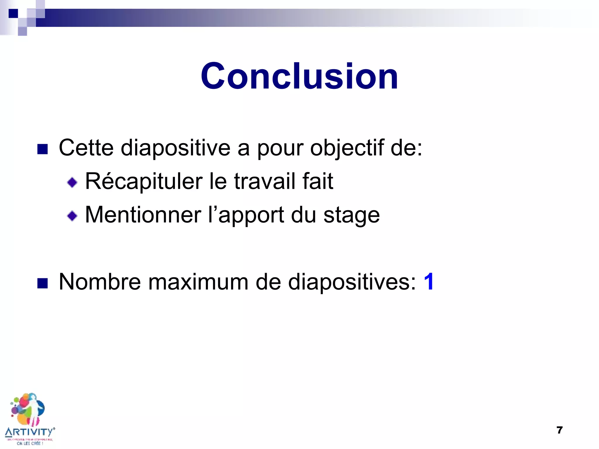 GUIDE DE PRÉSENTATION DU STAGE D’INITIATION | PPTX