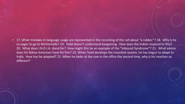 Guide questions for the movie Outsourced | PPTX