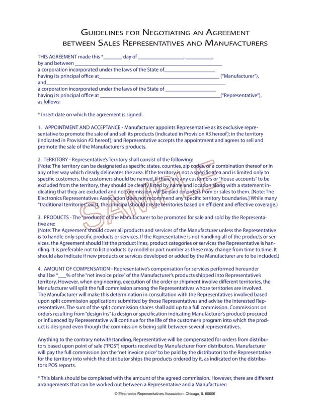Guidelines for Negotiating Rep Agreements | PDF | Free Download