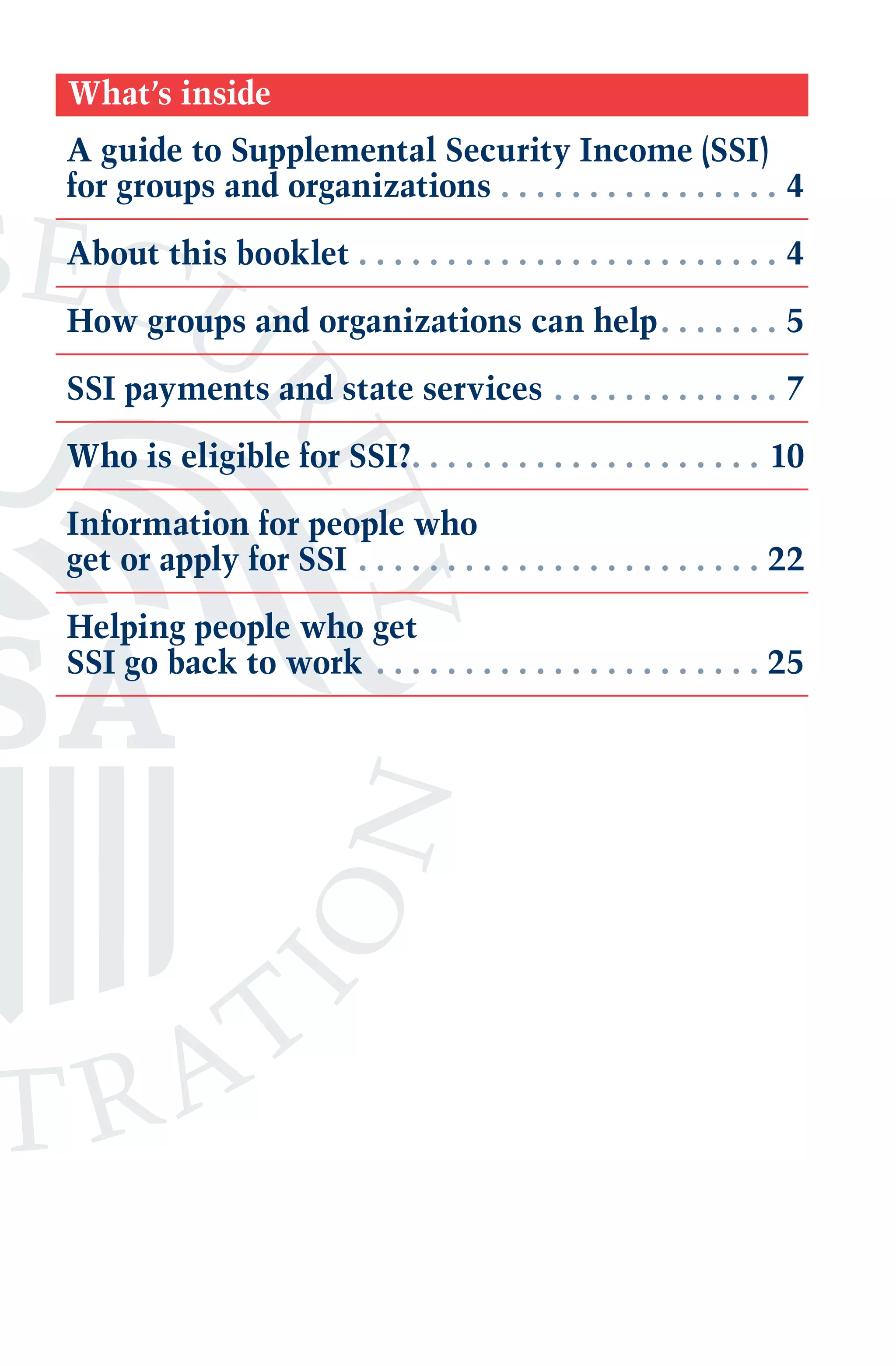 A Guide to Supplemental Security Income (SSI) for Groups and ...