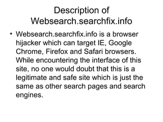 Guides to remove websearch.searchfix.info