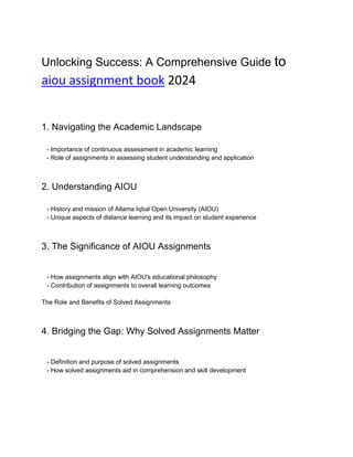 Guide to AIOU Solved Assignments autumn and spring | DOCX