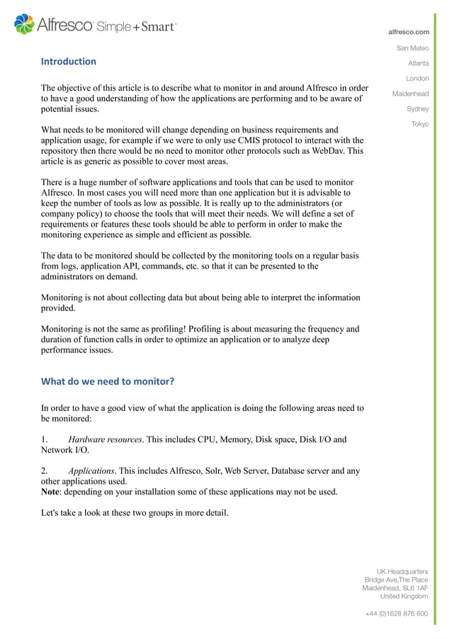 Guide to alfresco monitoring | PDF