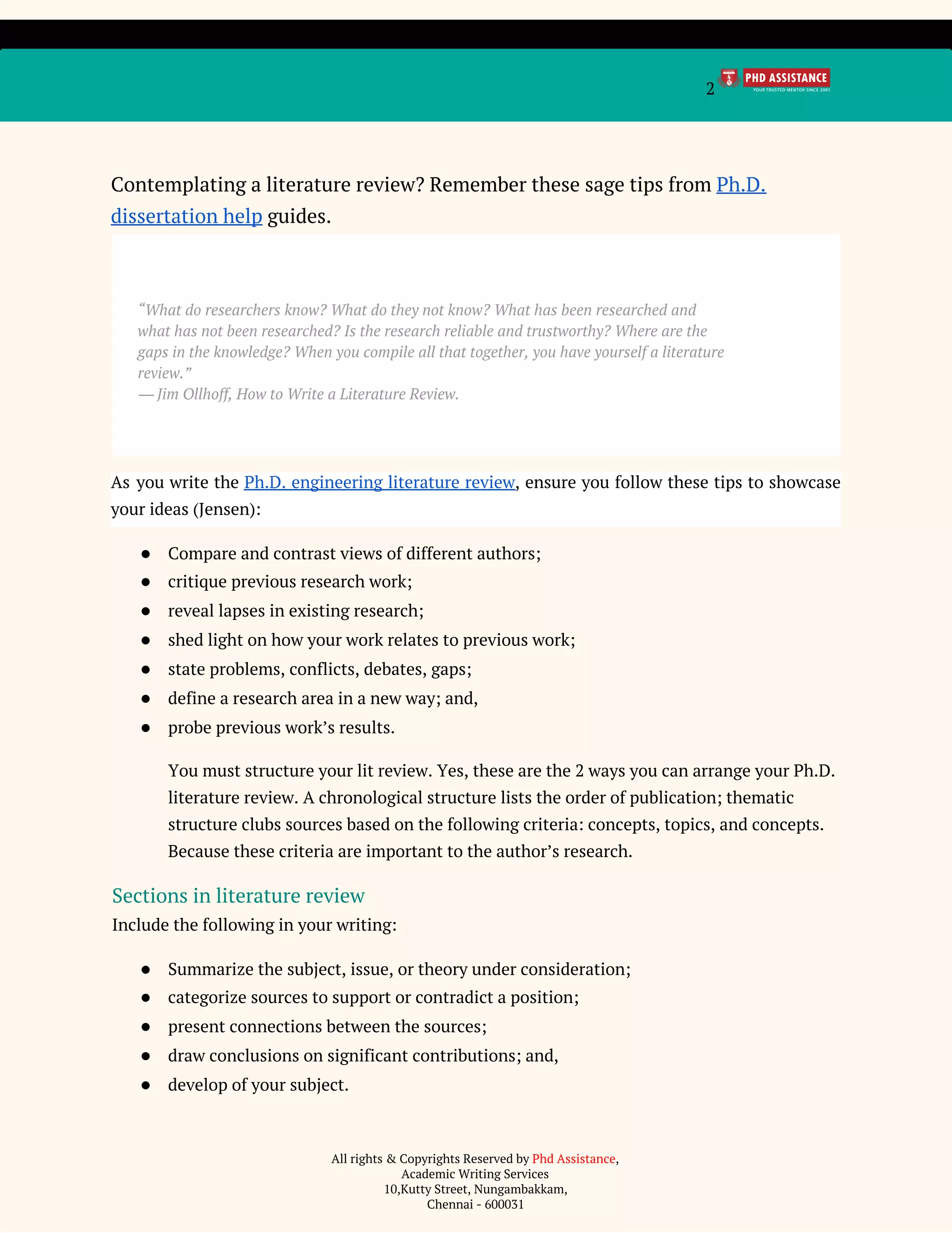 Guide to an engineering ph.d. literature review phd assistance | PDF