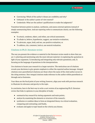 Guide to an engineering ph.d. literature review phd assistance | PDF