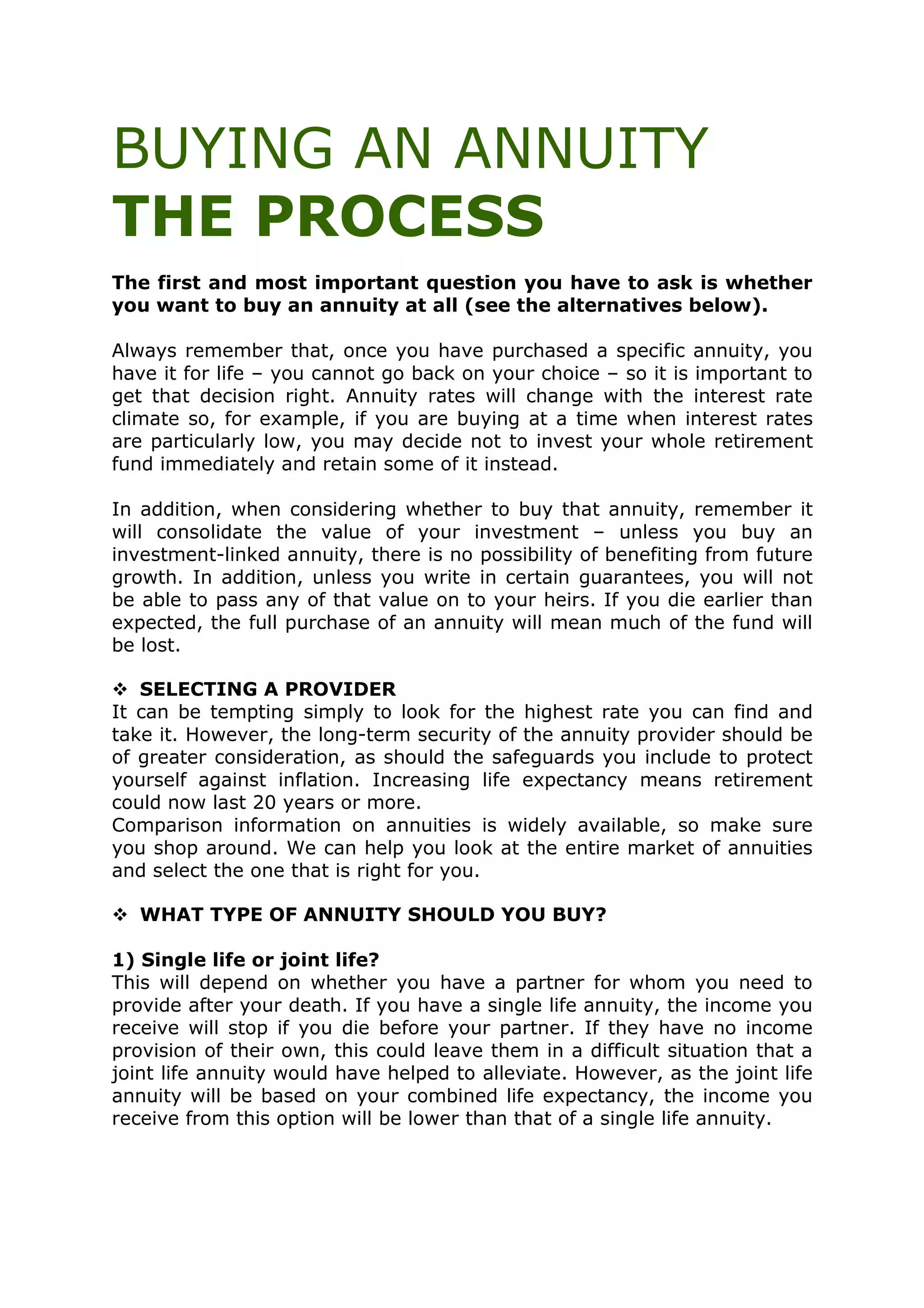 Guide to annuities | PDF