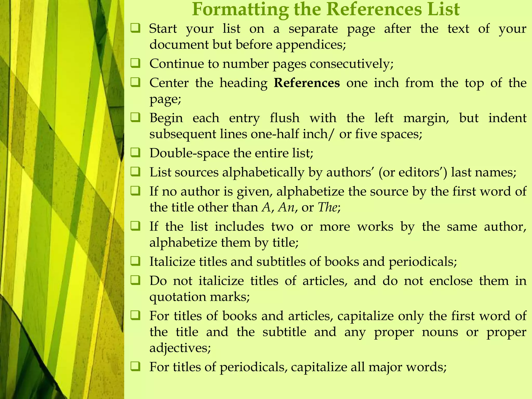 Guide to APA References List | PPT