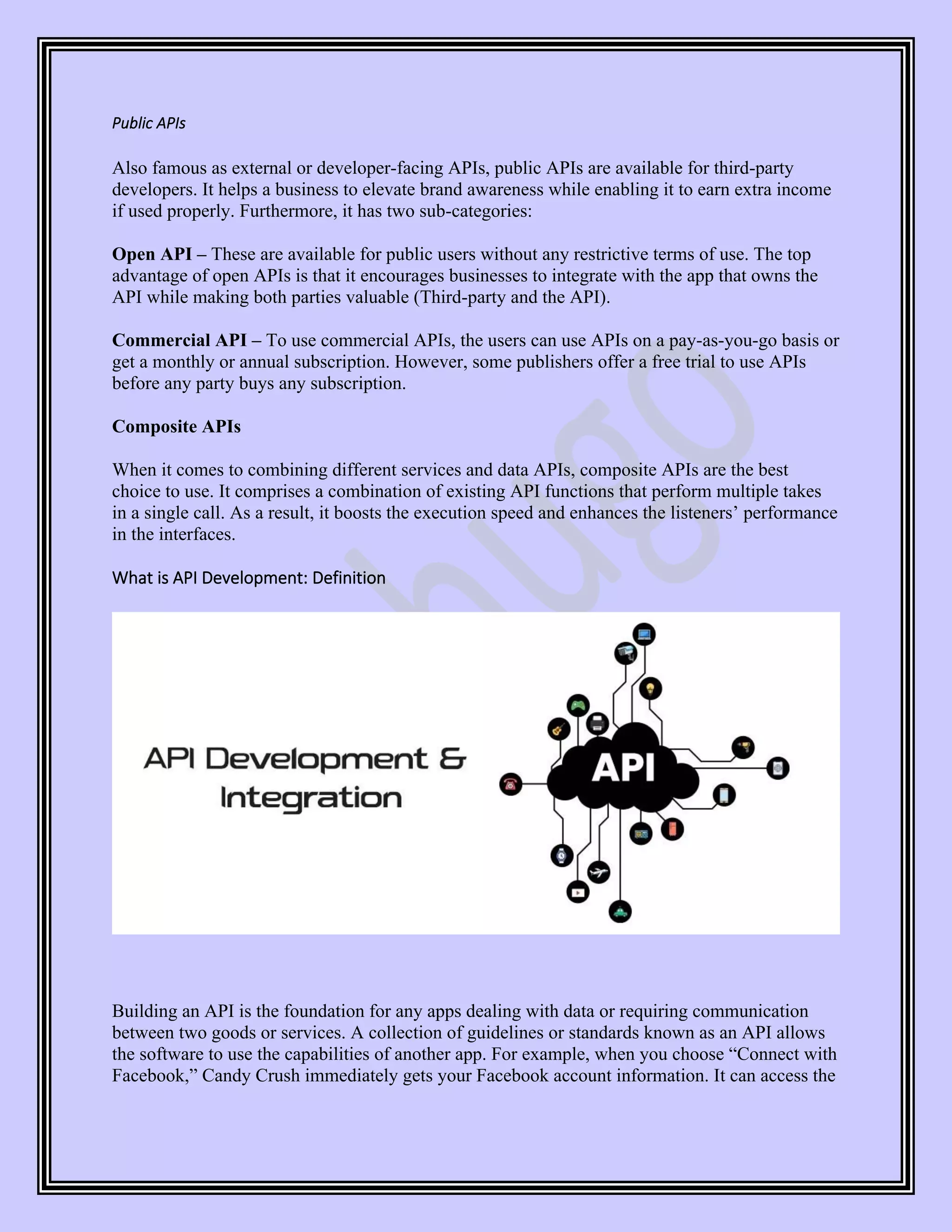 Guide To Api Development Cost Importance Types Tools Terminology And Best Practicespdf