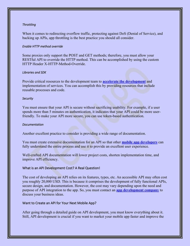 Guide To Api Development Cost Importance Types Tools Terminology And Best Practicespdf