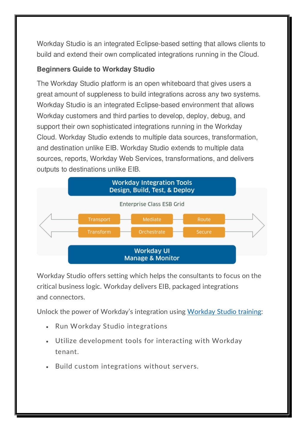 Guide to a Workday Studio Training | PDF