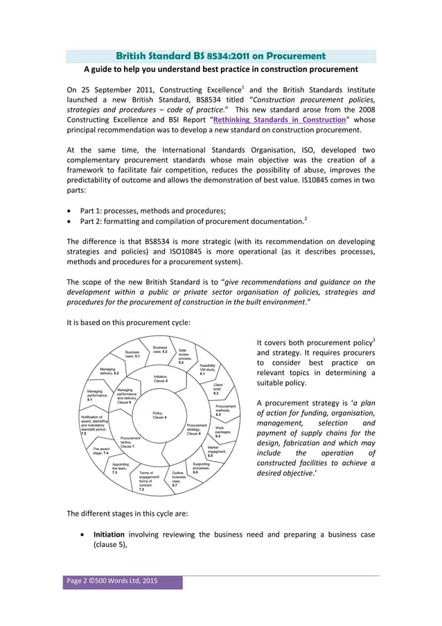 Guide to BS8534 British Standard on Procurement | PDF | Construction ...