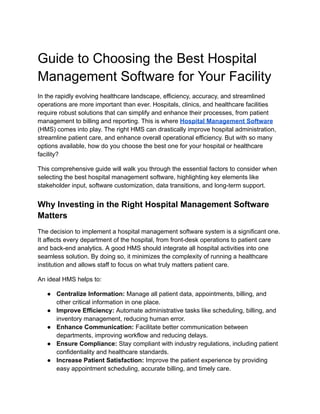 Guide to Choosing the Best Hospital Management Software for Your ...