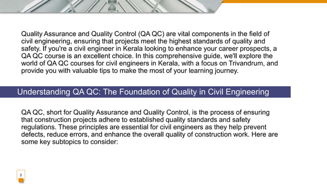 Mastering Qa Qc Your Guide To Civil Qa Qc Courses In Trivandrum Kerala Ppt
