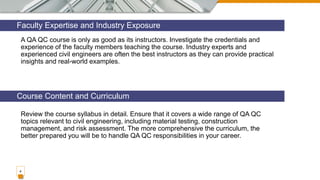 Mastering QA QC: Your Guide to Civil QA QC Courses in Trivandrum, Kerala | PPTX | Civil ...